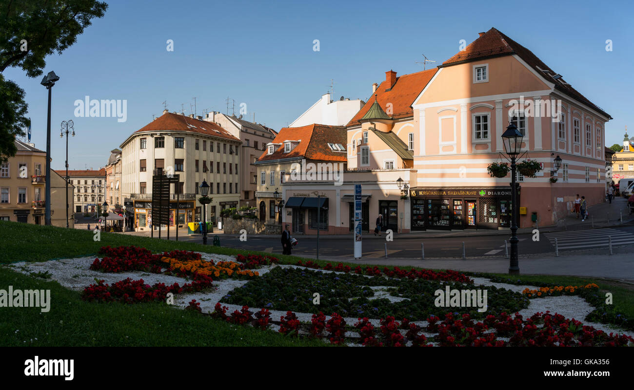 In the main square, Croatia, Zagreb, the capital of Europe aerial view ...
