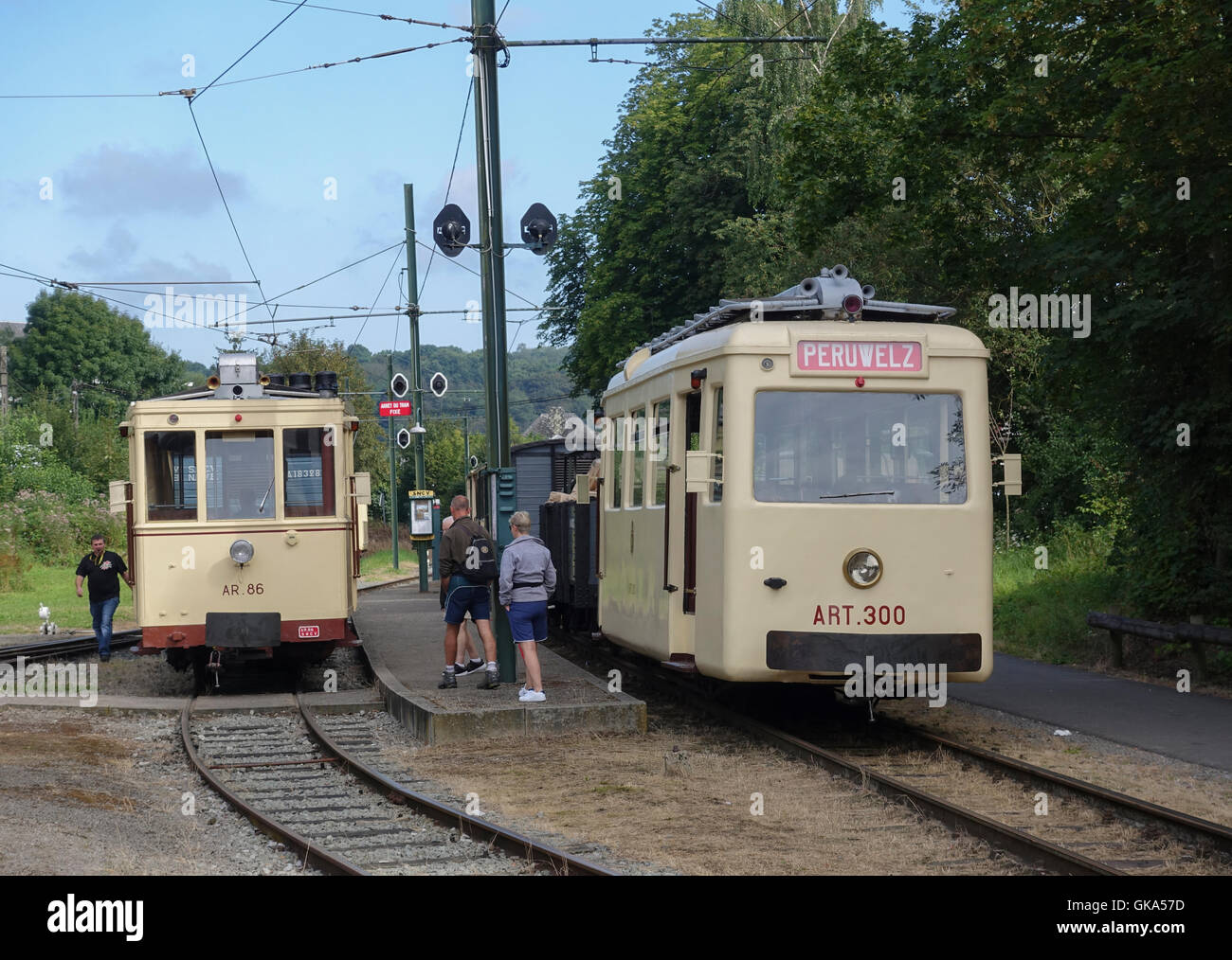 Two Diesel Tramcars at the ASVi Museum's Depot, Begium -1 Stock Photo ...