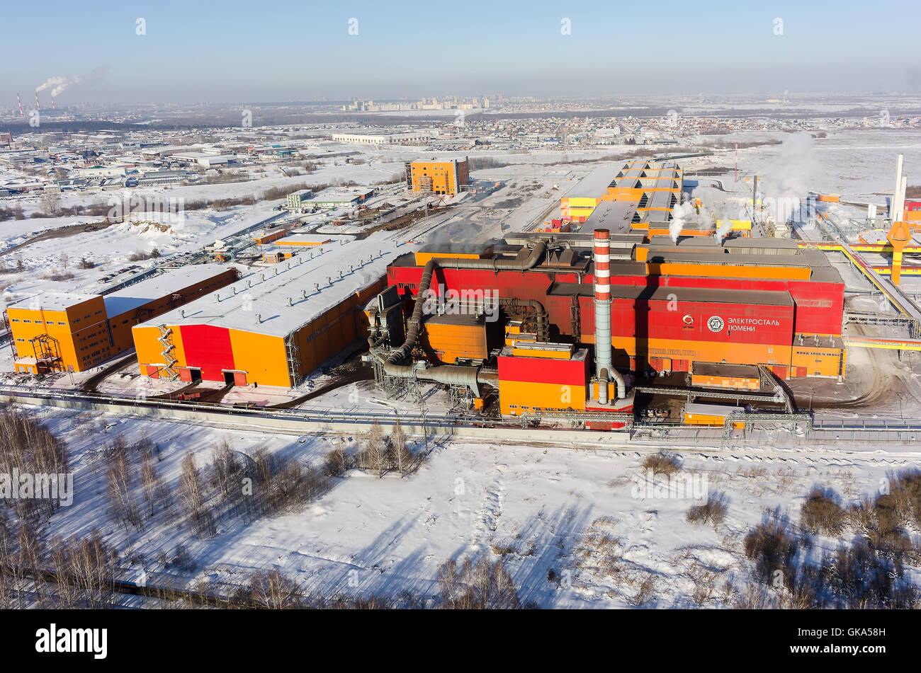 Aerial view on iron and steel works factory.Russia Stock Photo - Alamy
