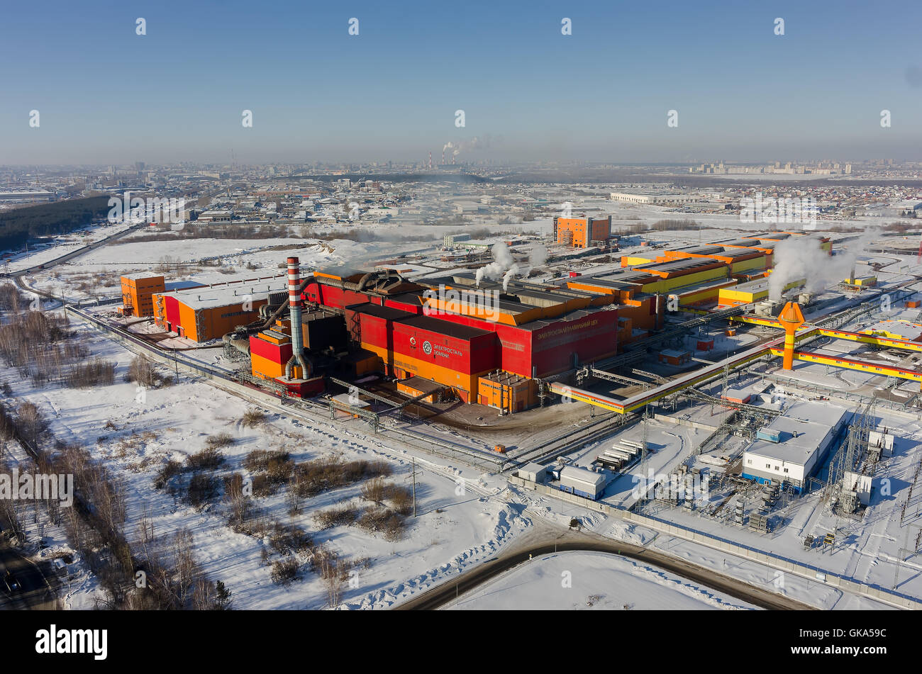 Aerial view on iron and steel works factory.Russia Stock Photo - Alamy