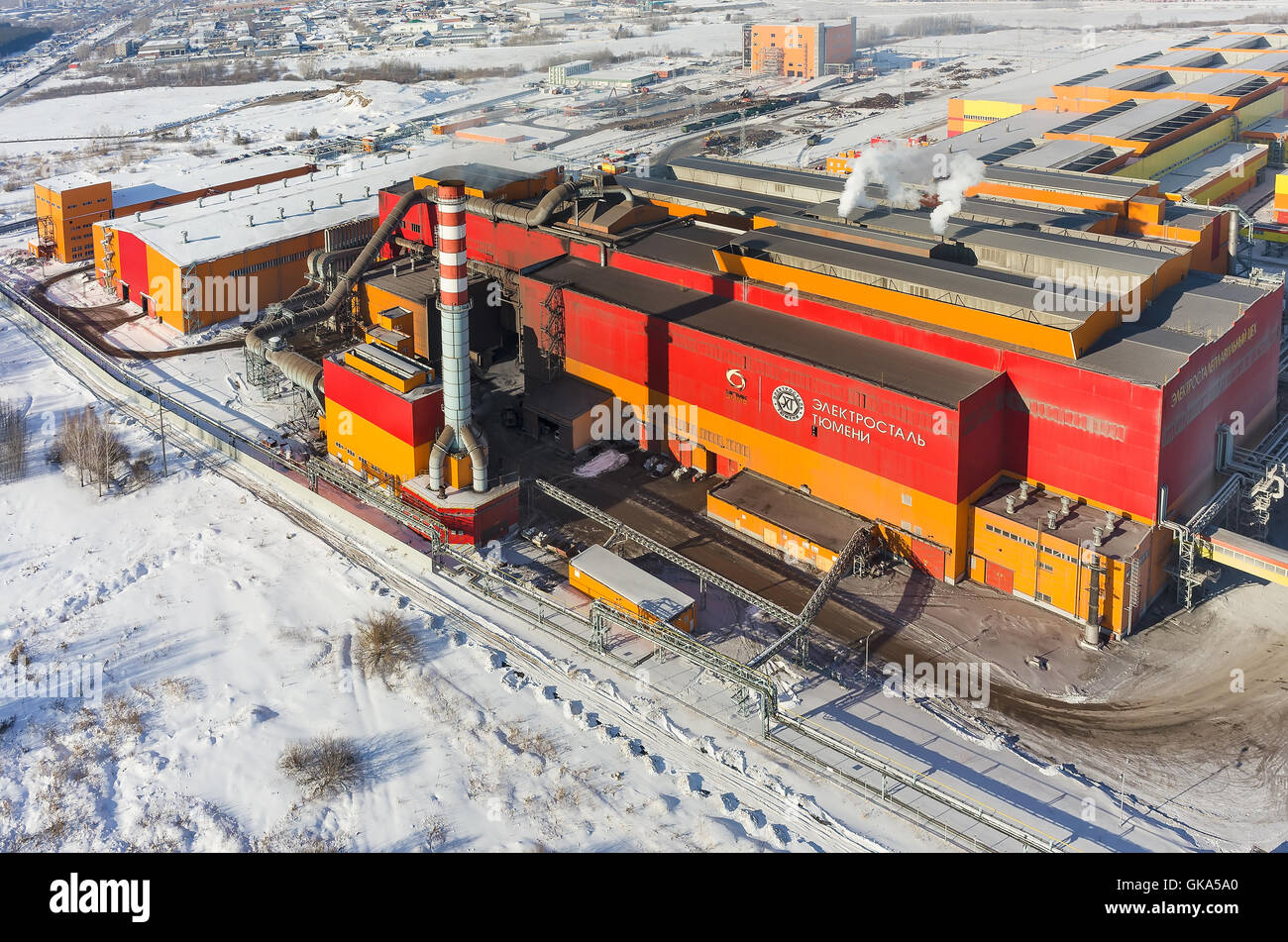 Aerial view on iron and steel works factory.Russia Stock Photo - Alamy