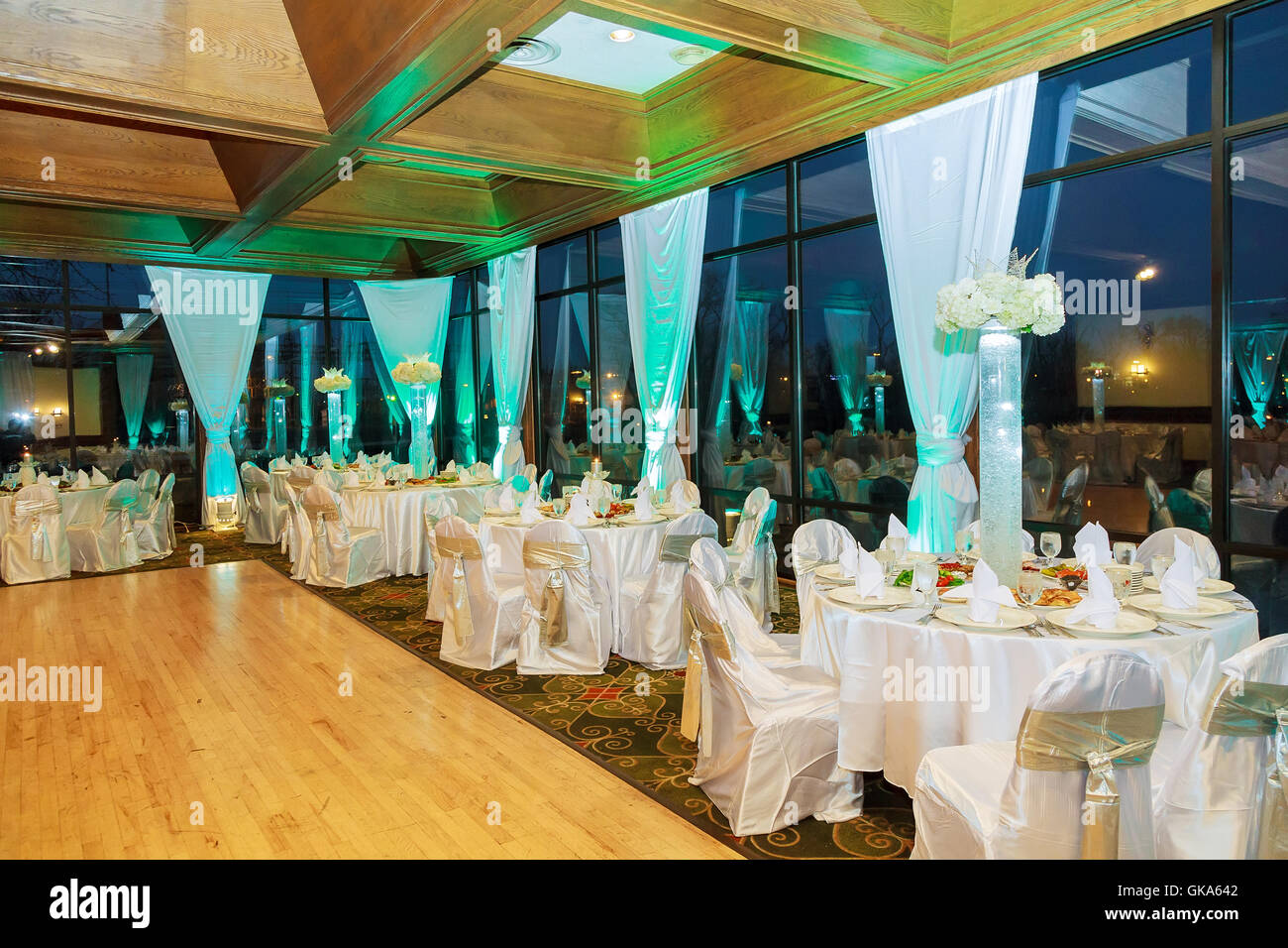 Table with food and drink Stock Photo - Alamy