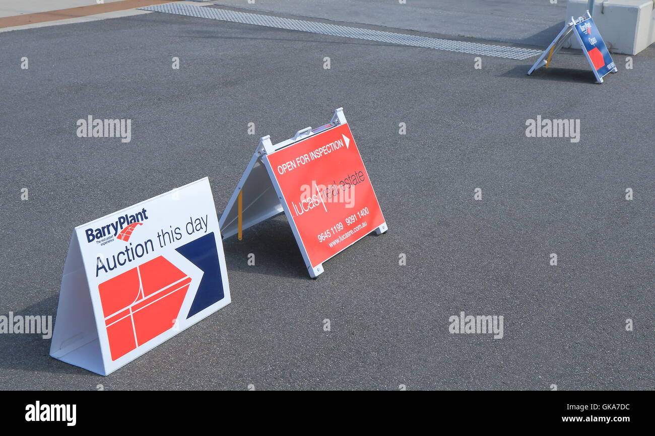 Apartment open for inspection signs in Melbourne Australia Stock Photo ...