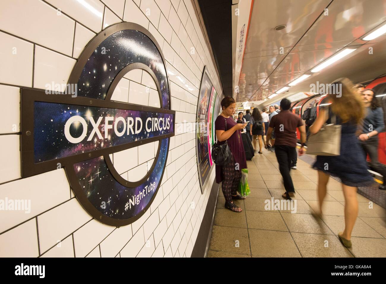 A new Night Tube logo at Oxford Circus underground station, ahead of ...