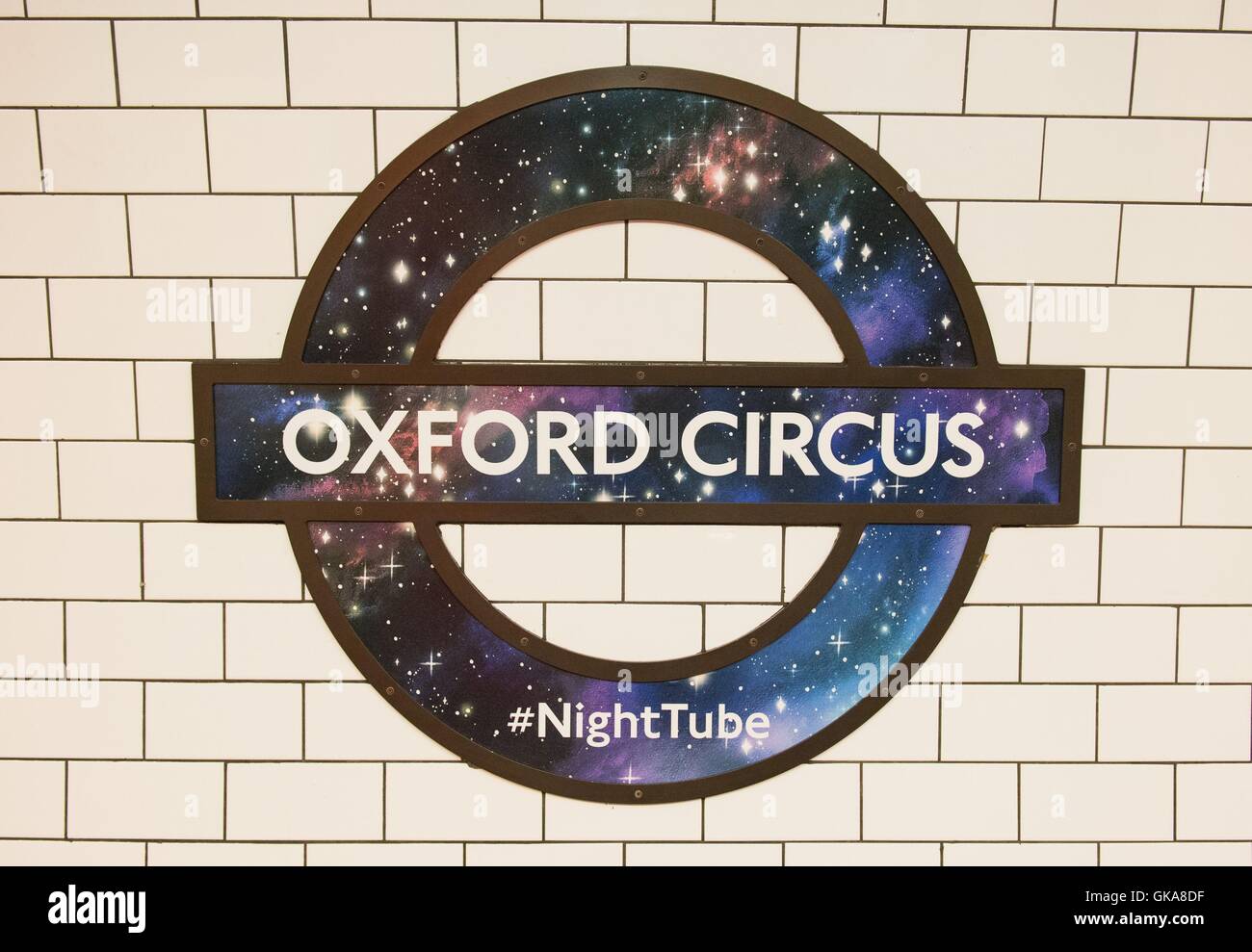 A new Night Tube logo at Oxford Circus underground station, ahead of ...