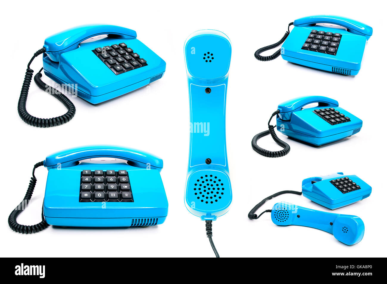 Retro blue telephone Cut Out Stock Images & Pictures - Alamy