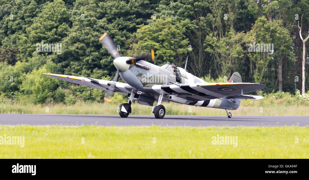 LEEUWARDEN, THE NETHERLANDS - JUNE 10, 2016: A vintage Spitfire fighter ...