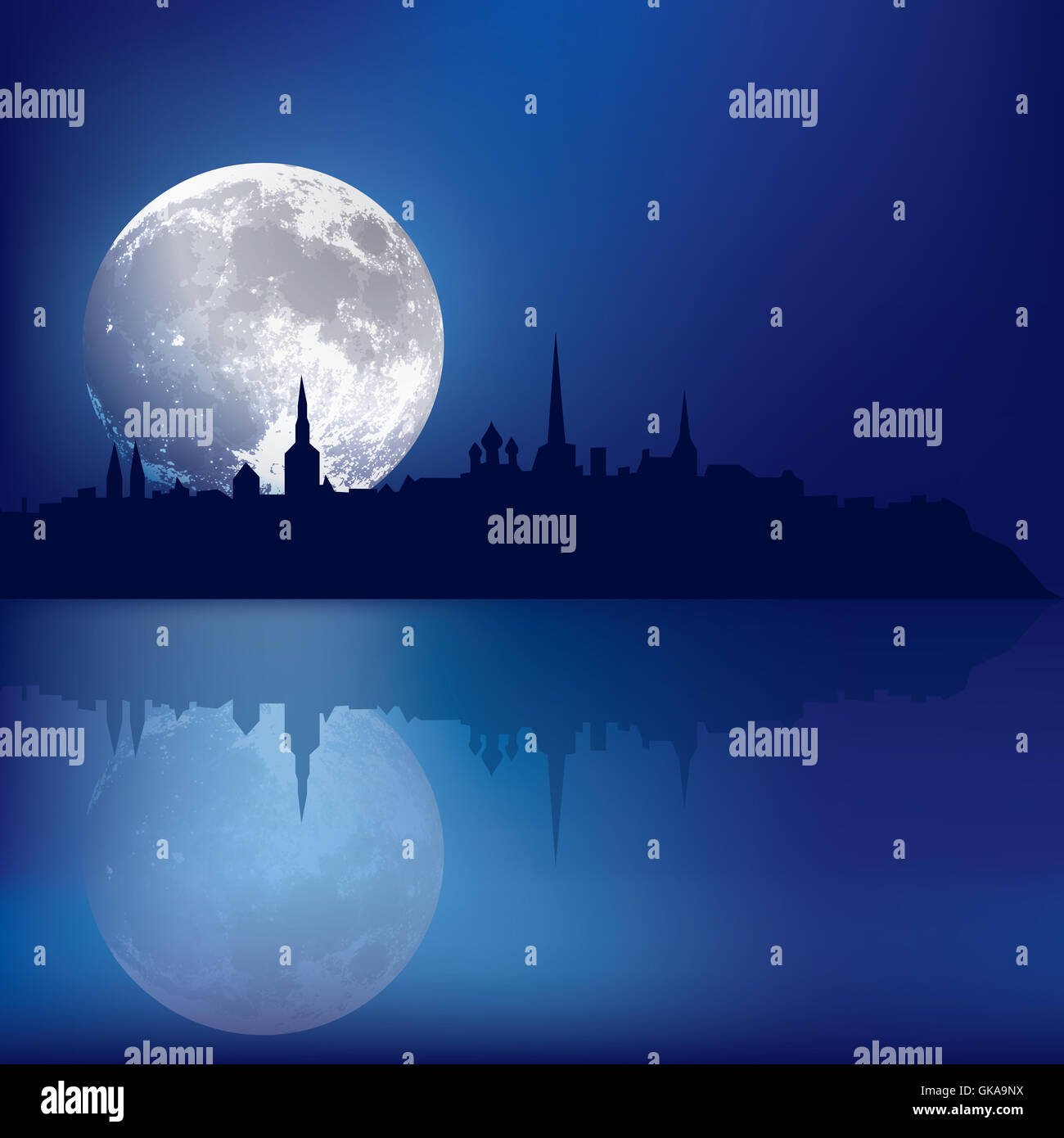 city town moon Stock Photo - Alamy