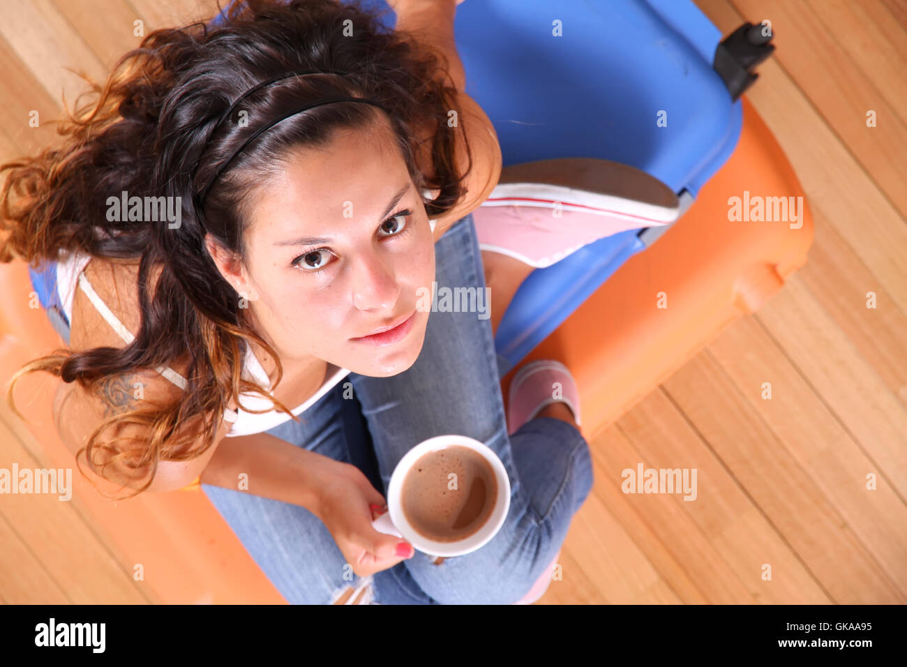 woman cup wait Stock Photo - Alamy