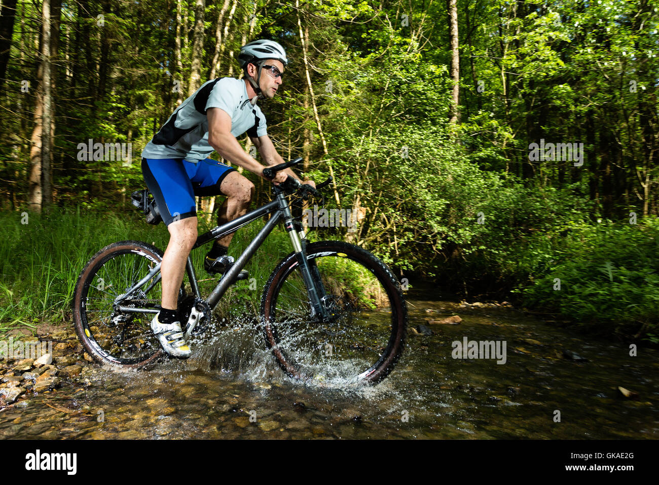 mountain bikers in action Stock Photo - Alamy