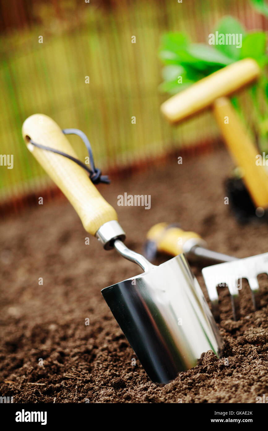 tools garden ground Stock Photo - Alamy
