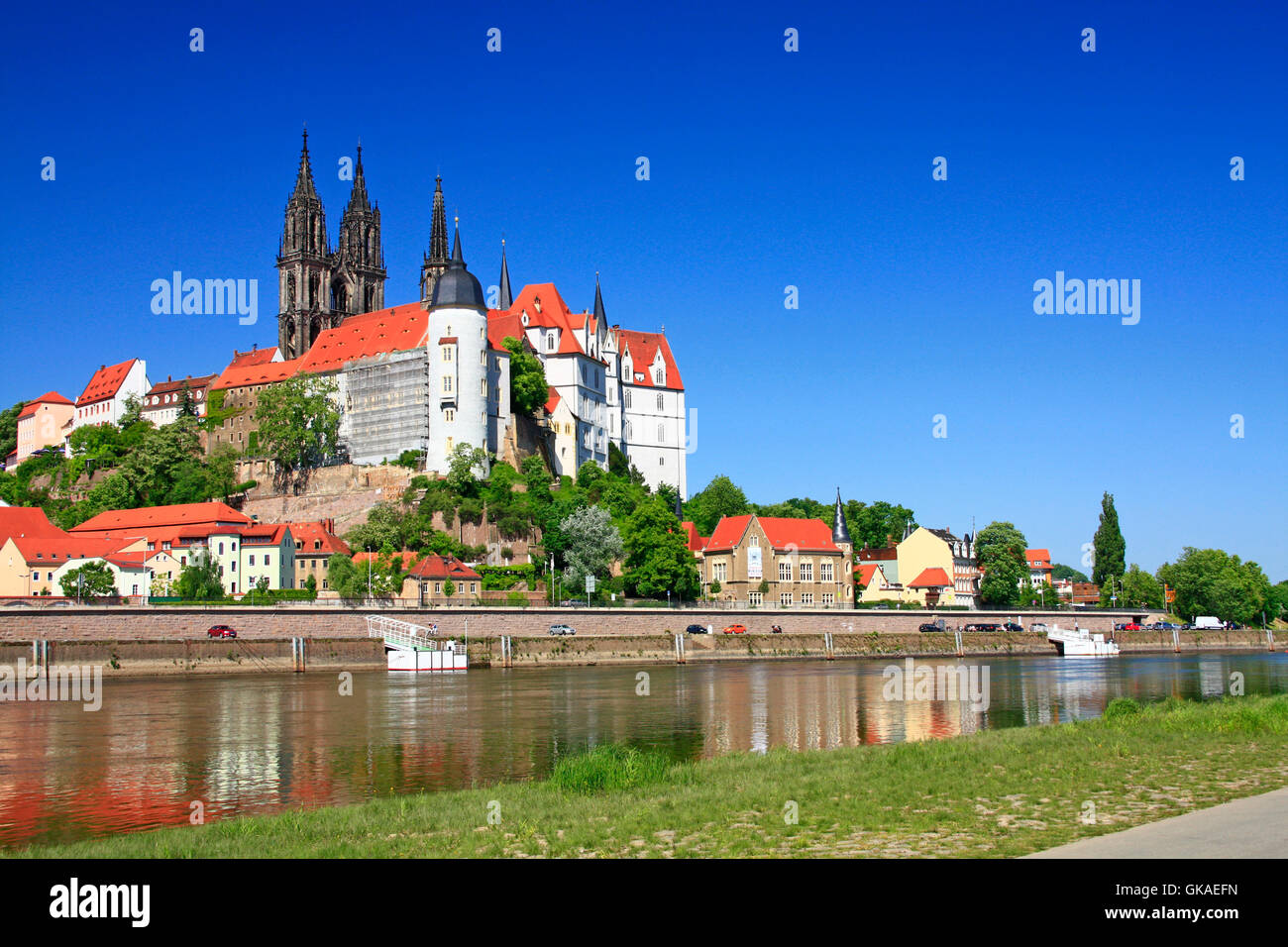 View at the towers of the cathedral of meissen hi-res stock photography ...