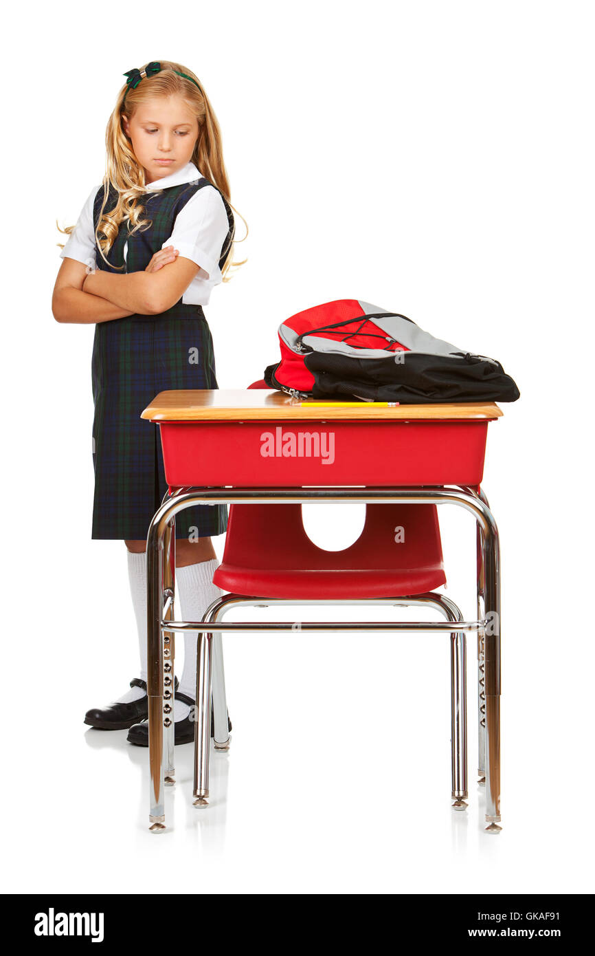 Isolated on white series of a child in student uniform clothing Stock ...