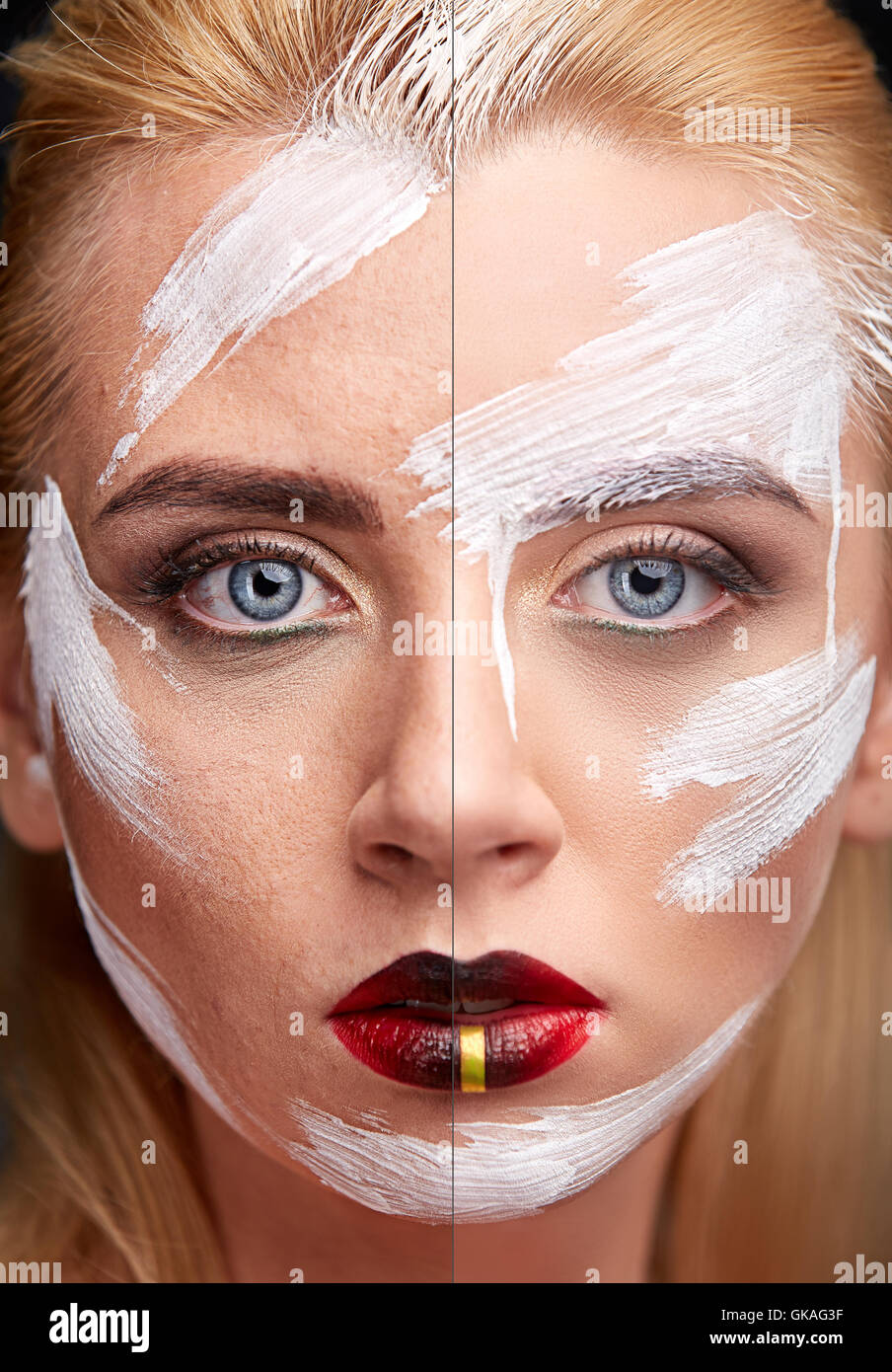 Retouching process before and after photo retouch Stock Photo - Alamy