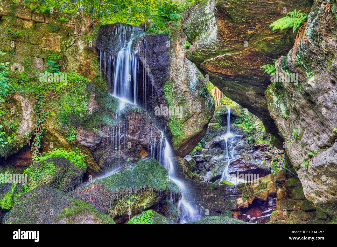 blue rock waterfall Stock Photo - Alamy