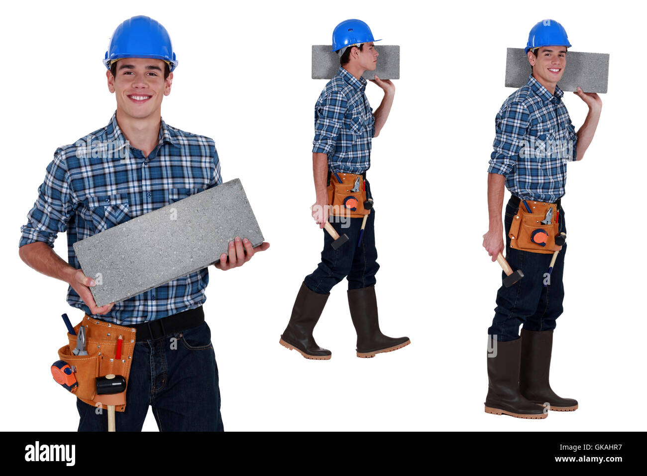 Man carrying heavy brick hi-res stock photography and images - Alamy