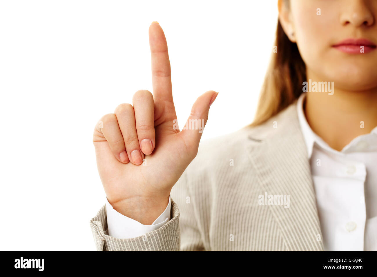 woman sign signal Stock Photo - Alamy