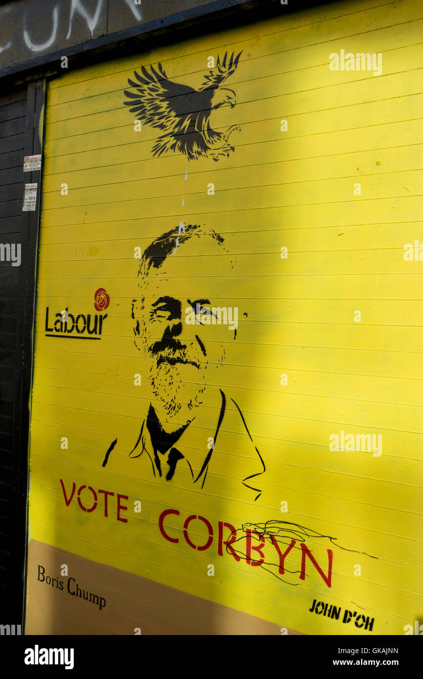 Jeremy Corbyn graffiti in Shoreditch, Brick Lane. London.UK Stock Photo ...