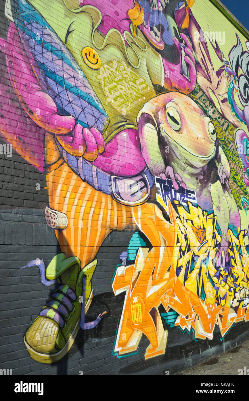 Graffiti and installation art at the Nomadic communal gardens space in ...