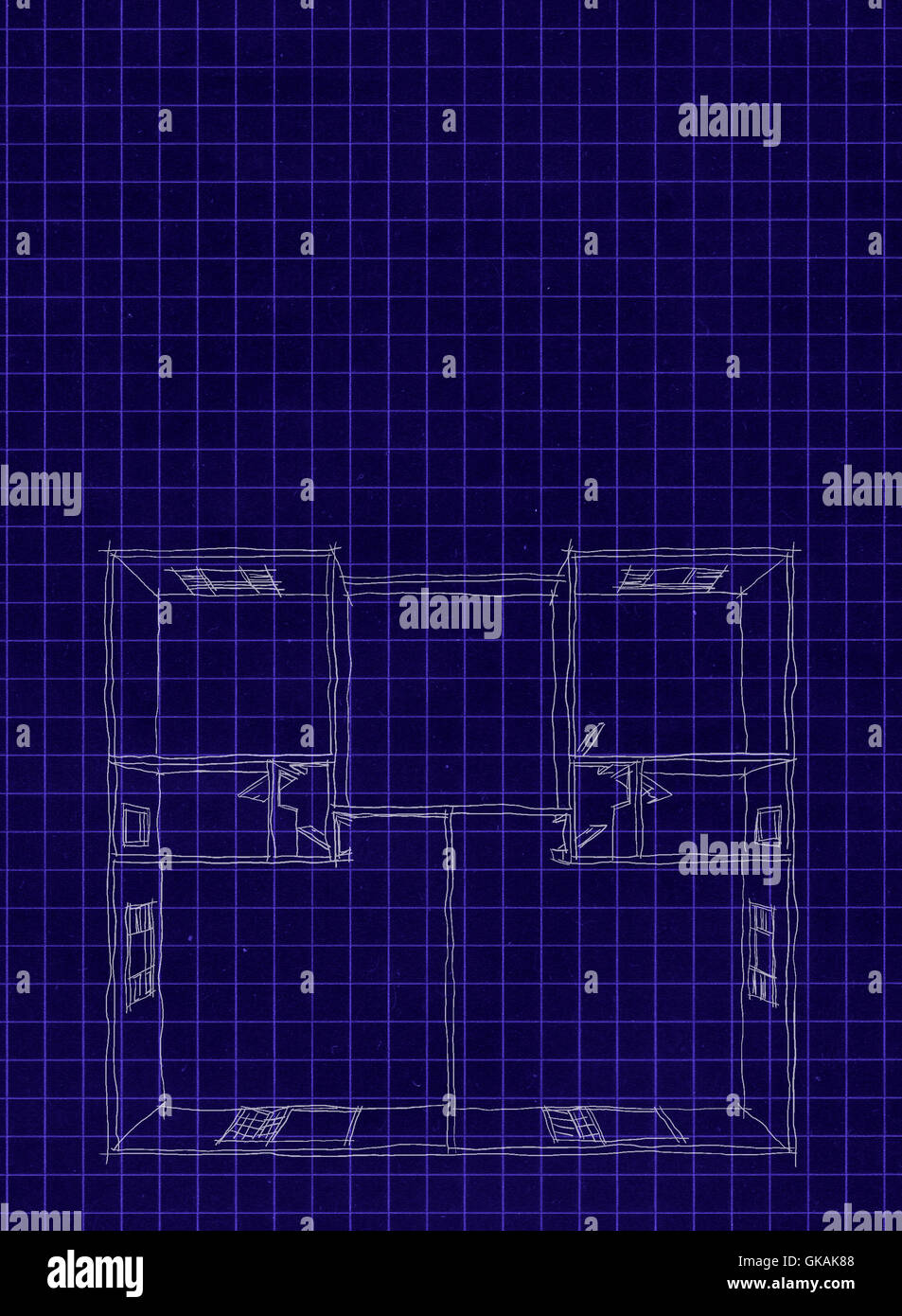 2d blueprint freehand sketch drawing of empty home interior apartment ...