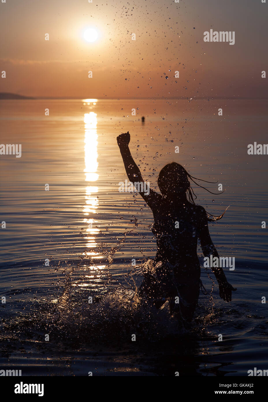 girl emotions hands at sunset Stock Photo - Alamy