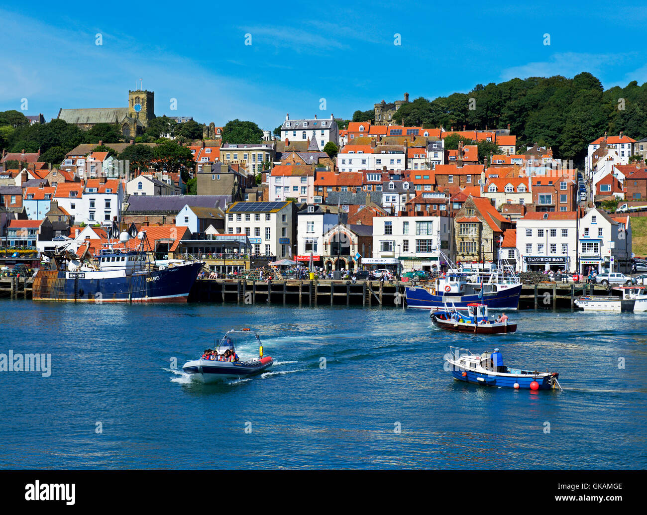 Boats in the harbour, Whitby, North Yorkshire, England UK Stock Photo ...