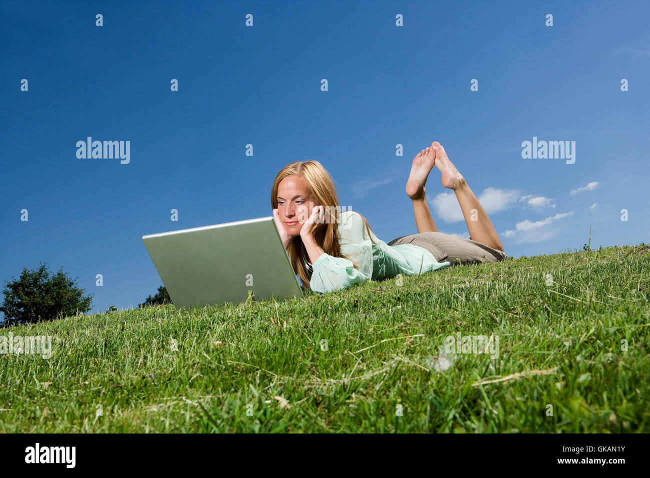 blue office laptop Stock Photo - Alamy