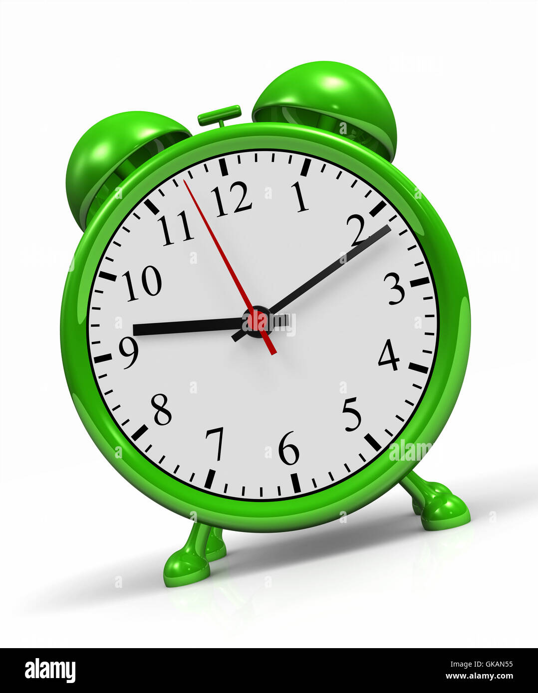 small green alarm clock against a white background Stock Photo - Alamy