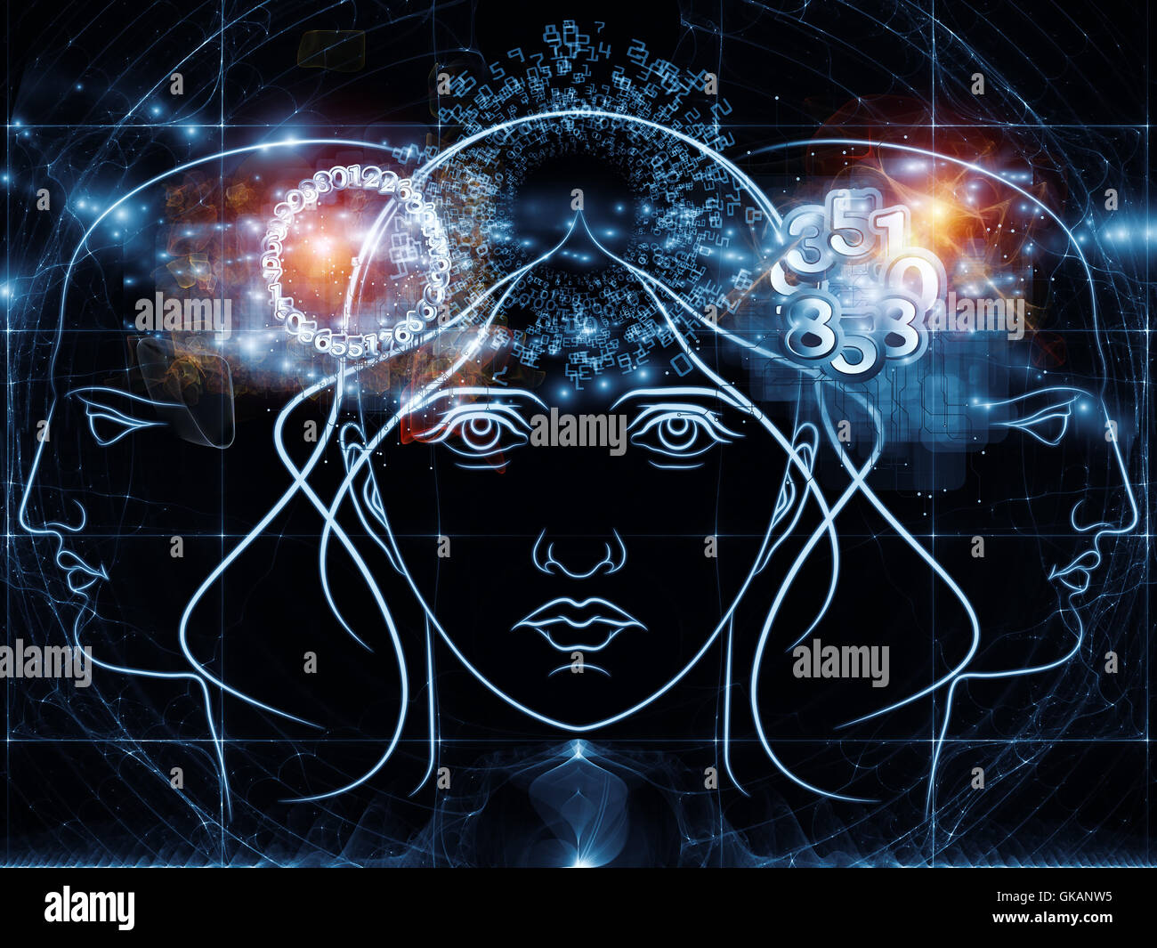 woman profile calculation Stock Photo - Alamy
