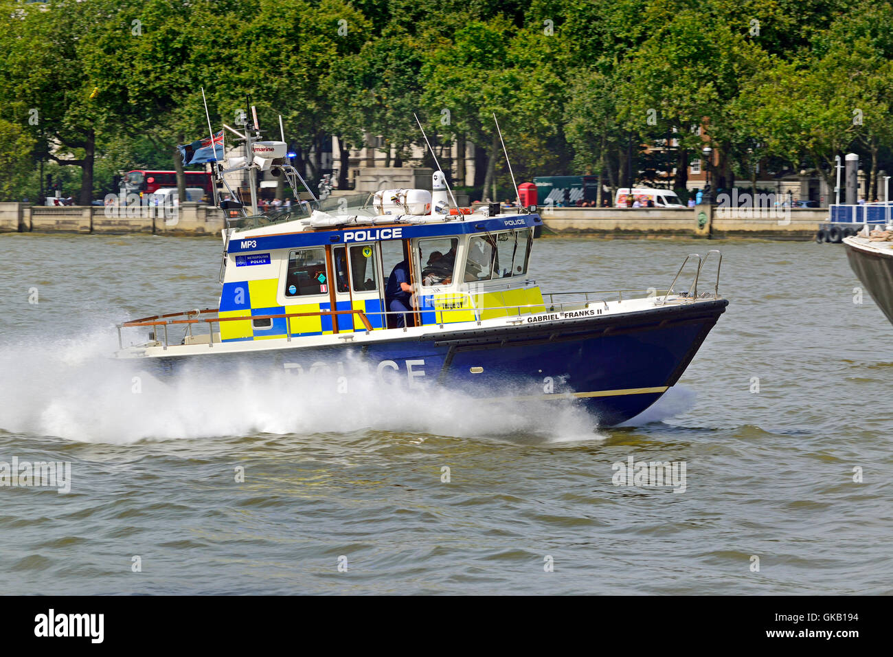 London England, UK. The Gabriel Franks II, Fast Response Targa 31 boat ...