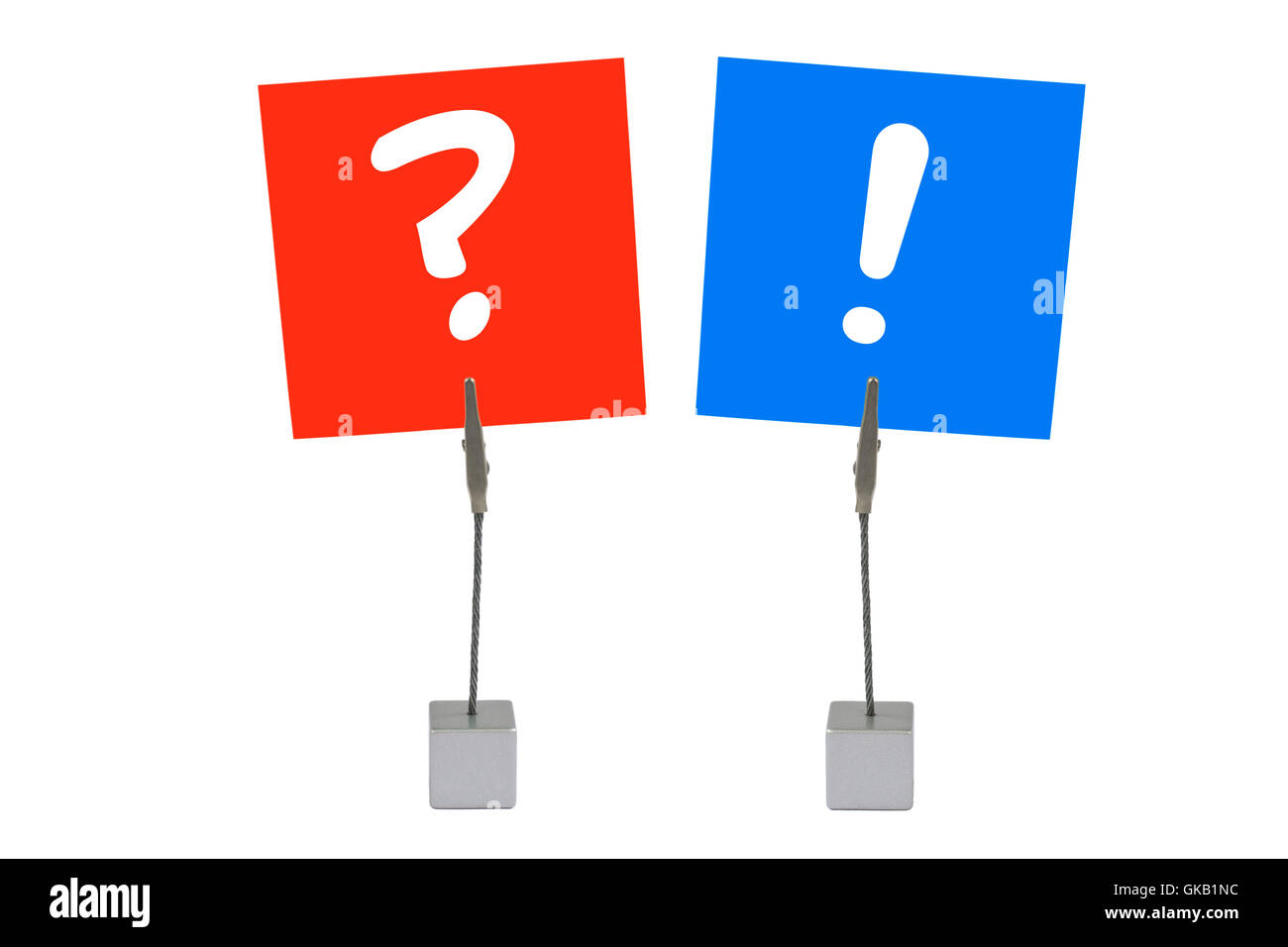 note holders and notepad: question and exclamation mark Stock Photo - Alamy