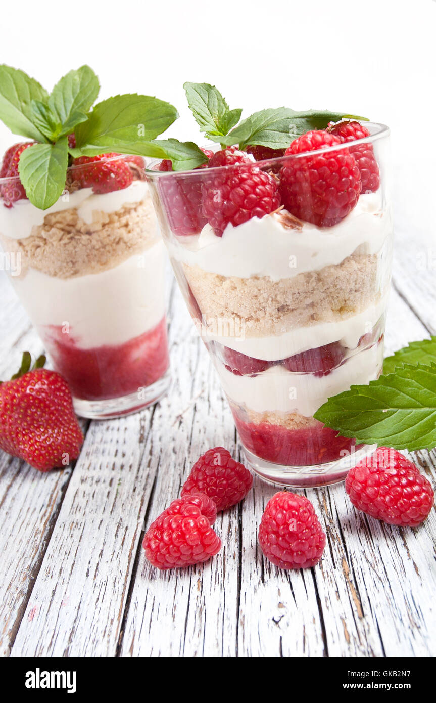 berries cream raspberries Stock Photo - Alamy