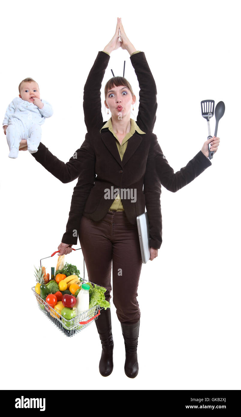 Woman multi tasking funny Cut Out Stock Images & Pictures - Alamy