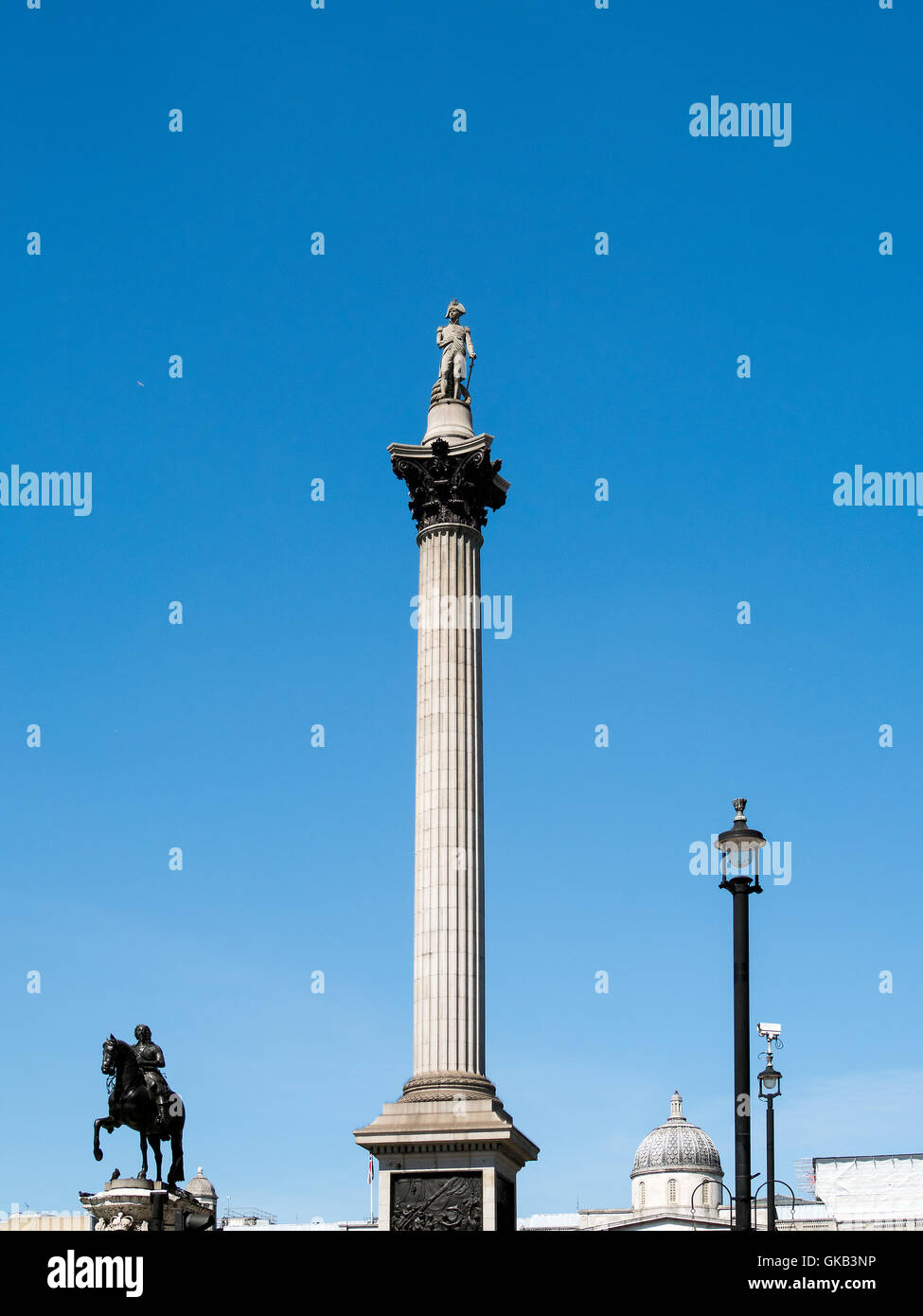 View of Nelson's Statue and Column in Trafalgar Square Stock Photo - Alamy