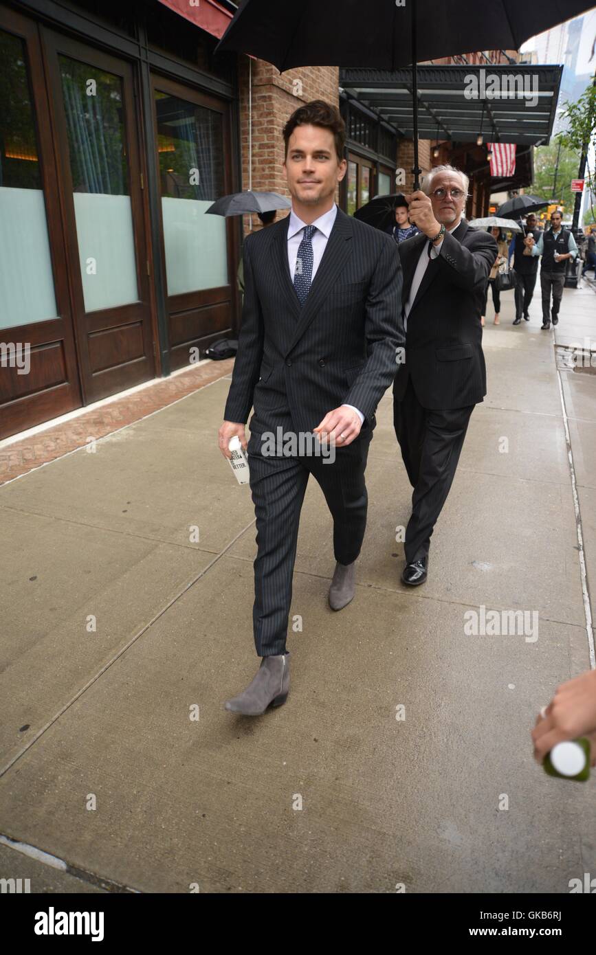 Matt Bomer spotted wearing a pinstripe suit in Tribeca Featuring: Matt ...