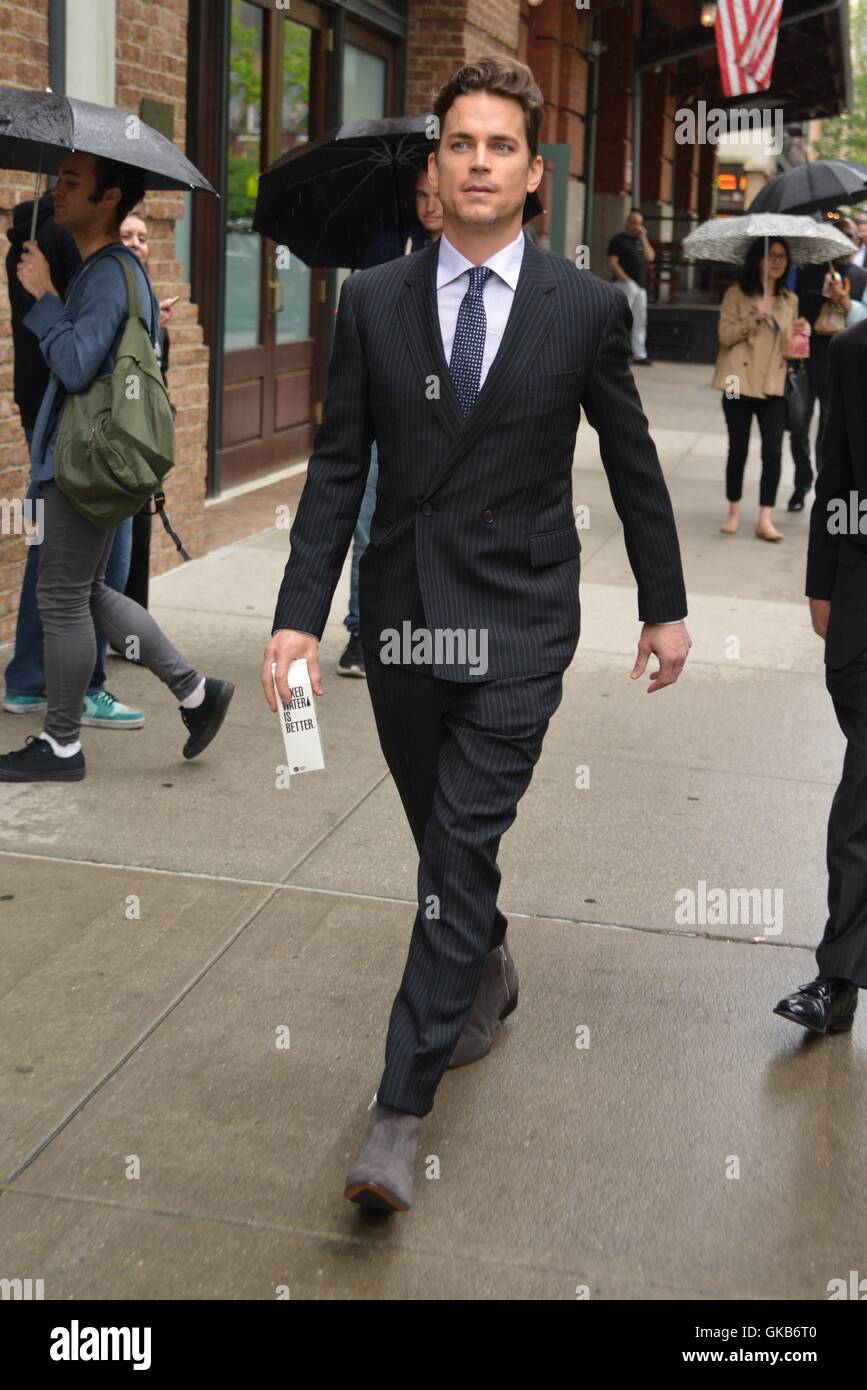 Matt Bomer spotted wearing a pinstripe suit in Tribeca Featuring: Matt ...