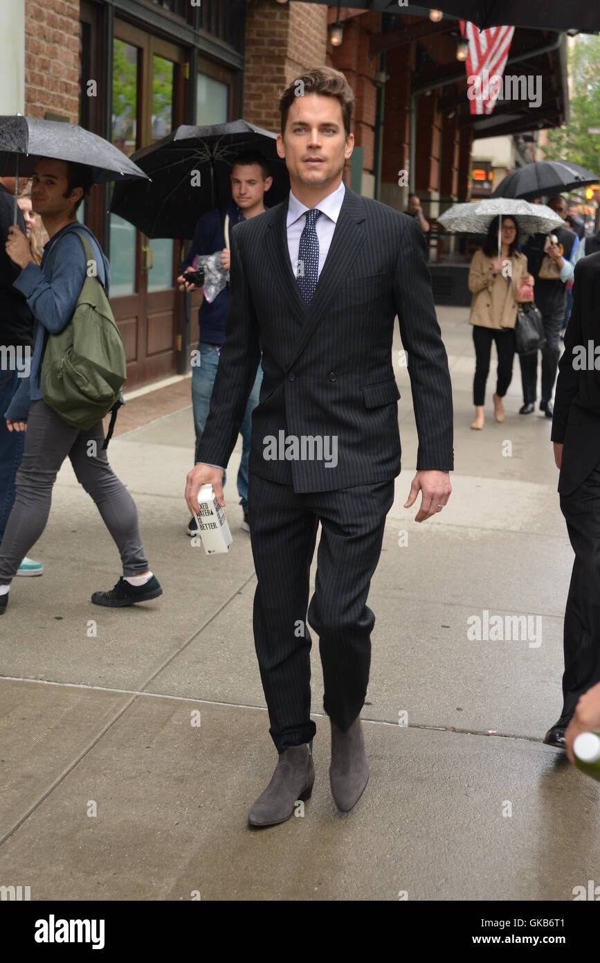 Matt Bomer spotted wearing a pinstripe suit in Tribeca Featuring: Matt ...
