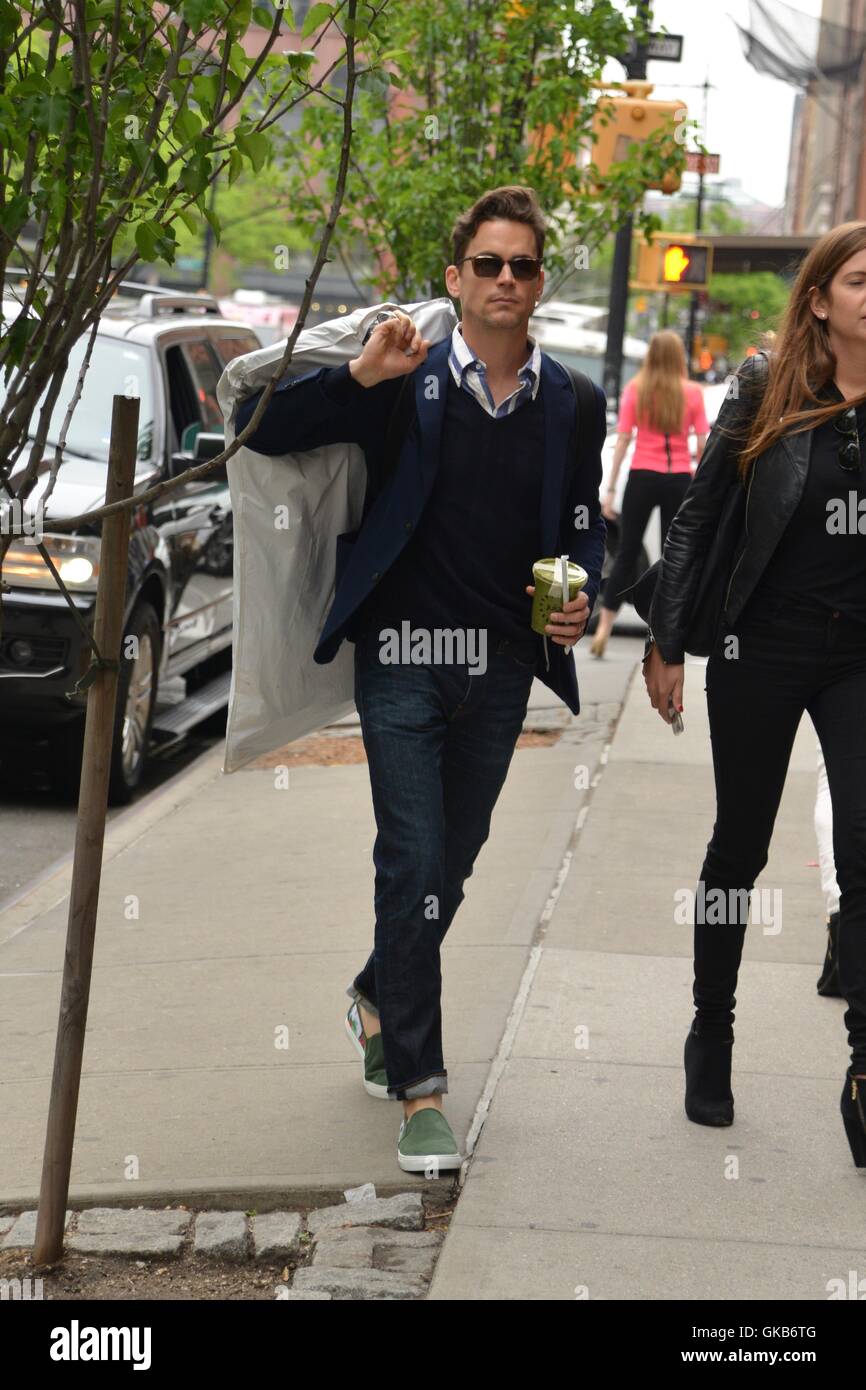 Matt Bomer spotted wearing a pinstripe suit in Tribeca Featuring: Matt ...