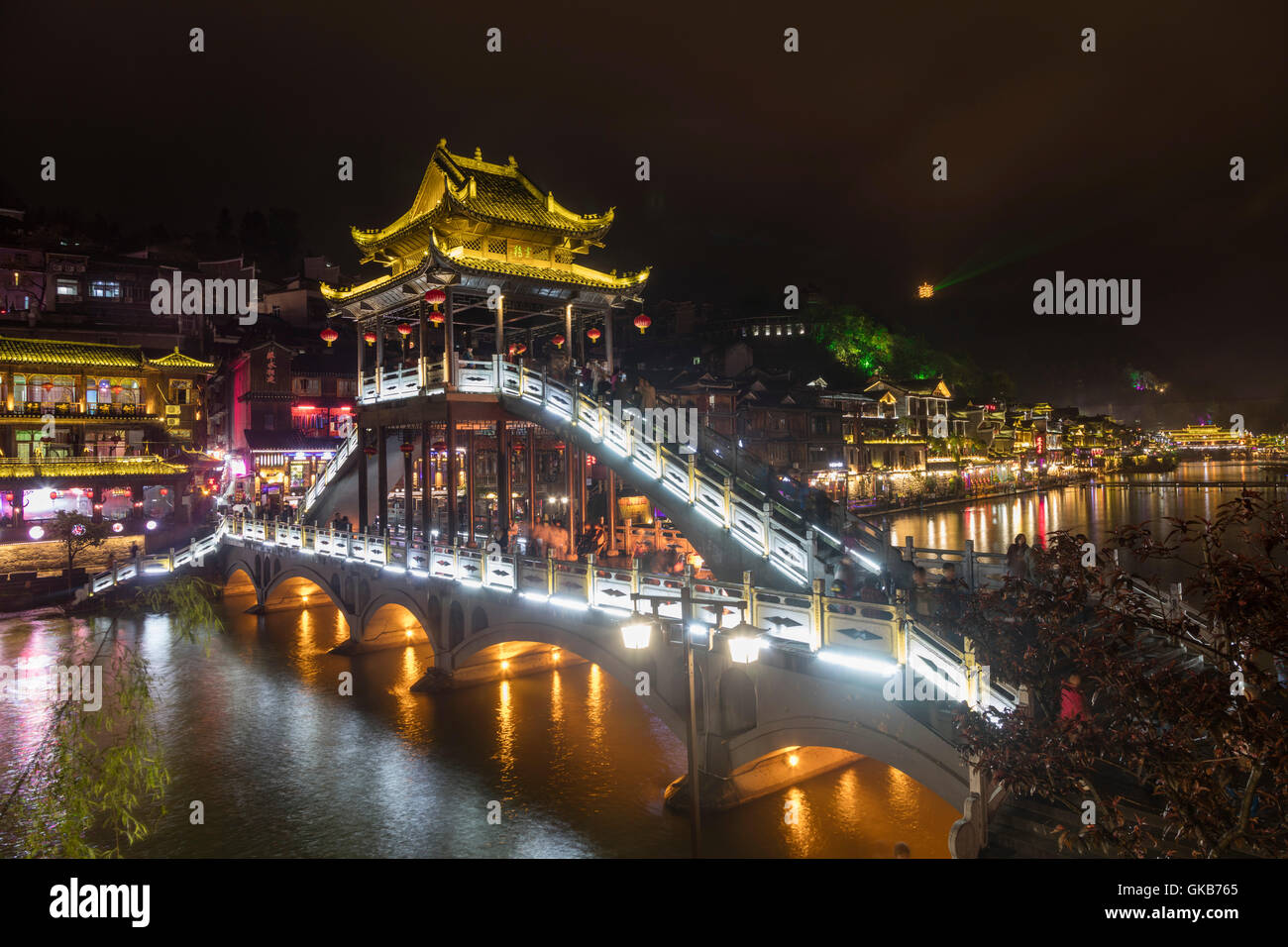 Hibiscus (Hibiscus) Ancient Chinese village in Hunan Province Stock ...