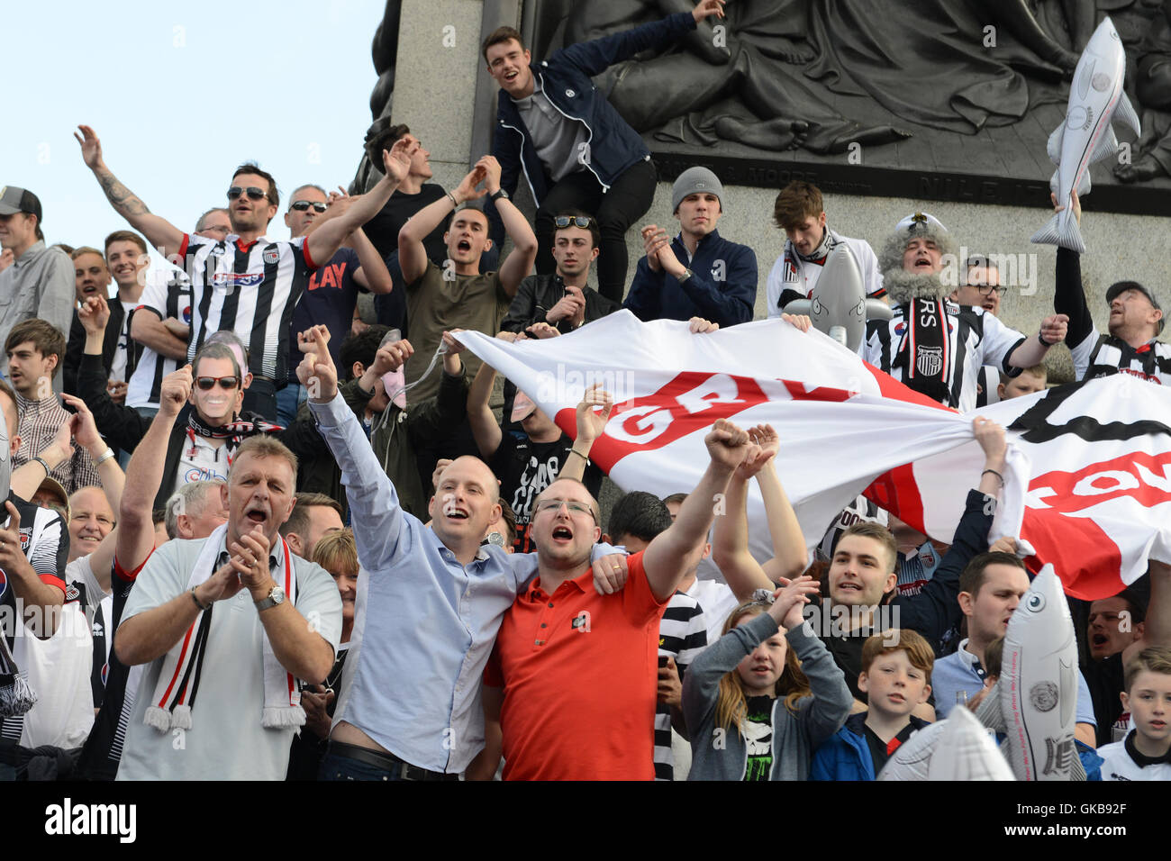 Grimsby Town football fans in high spirits gather in London’s Trafagar ...