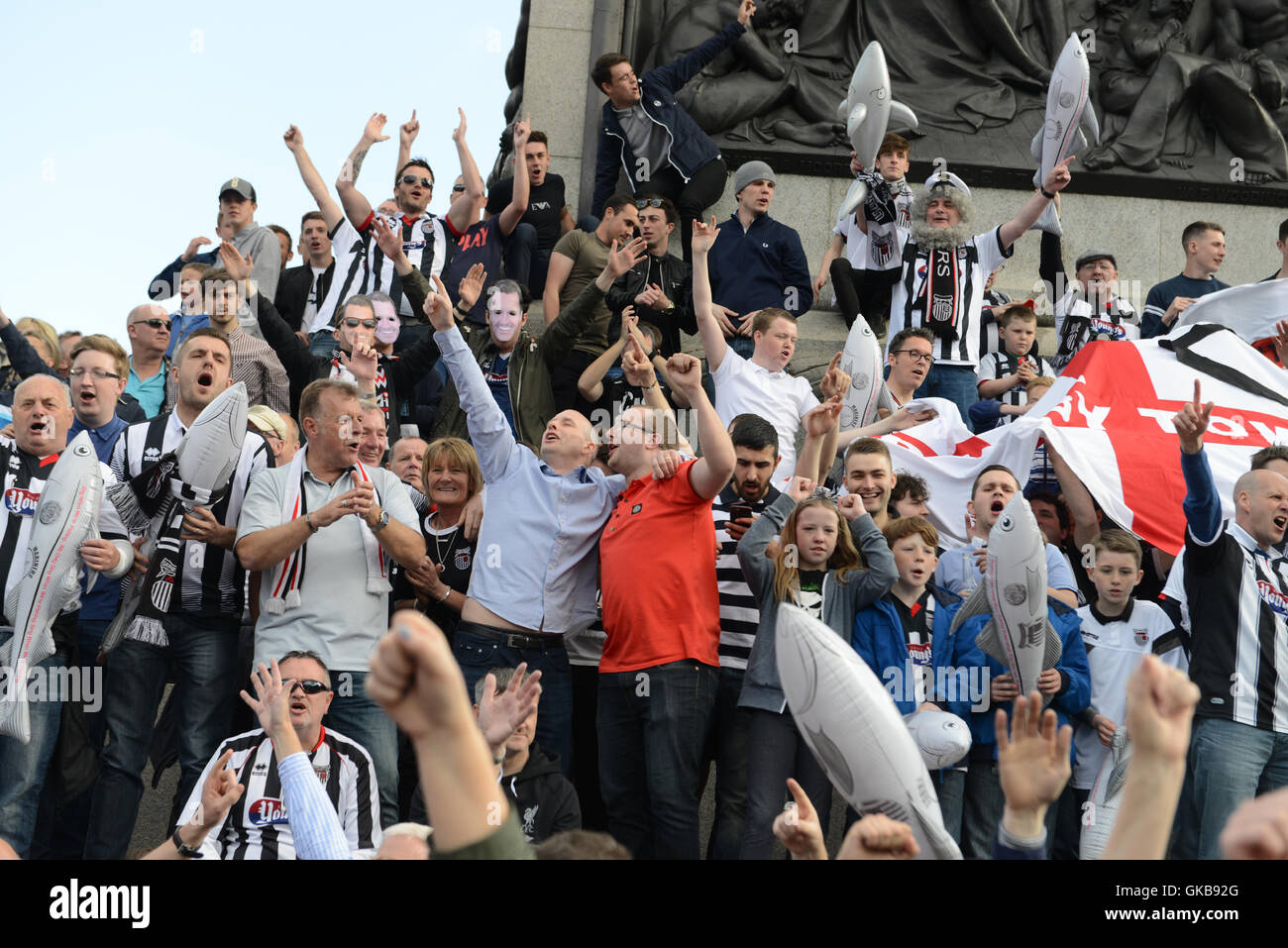 Grimsby Town football fans in high spirits gather in London’s Trafagar ...