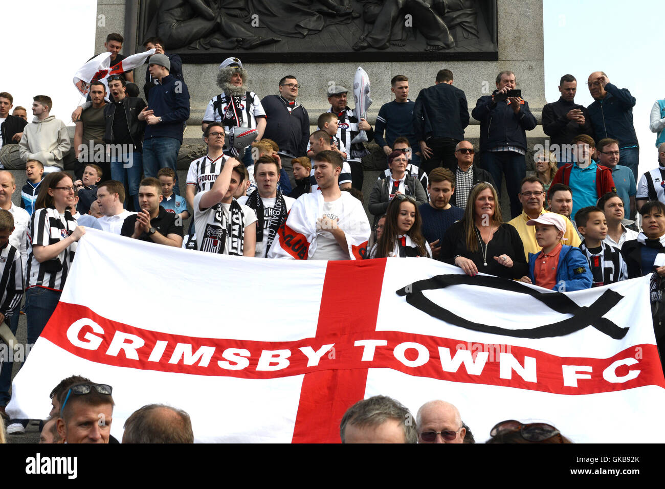 Grimsby Town football fans in high spirits gather in London’s Trafagar ...