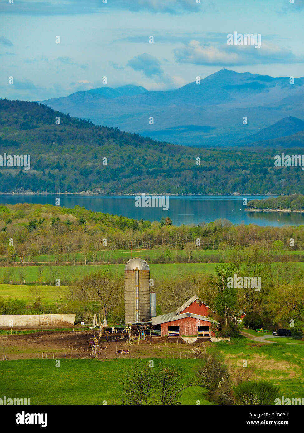 On Mount Philo, view of Lake Champlain and the Adirondack Mountains ...