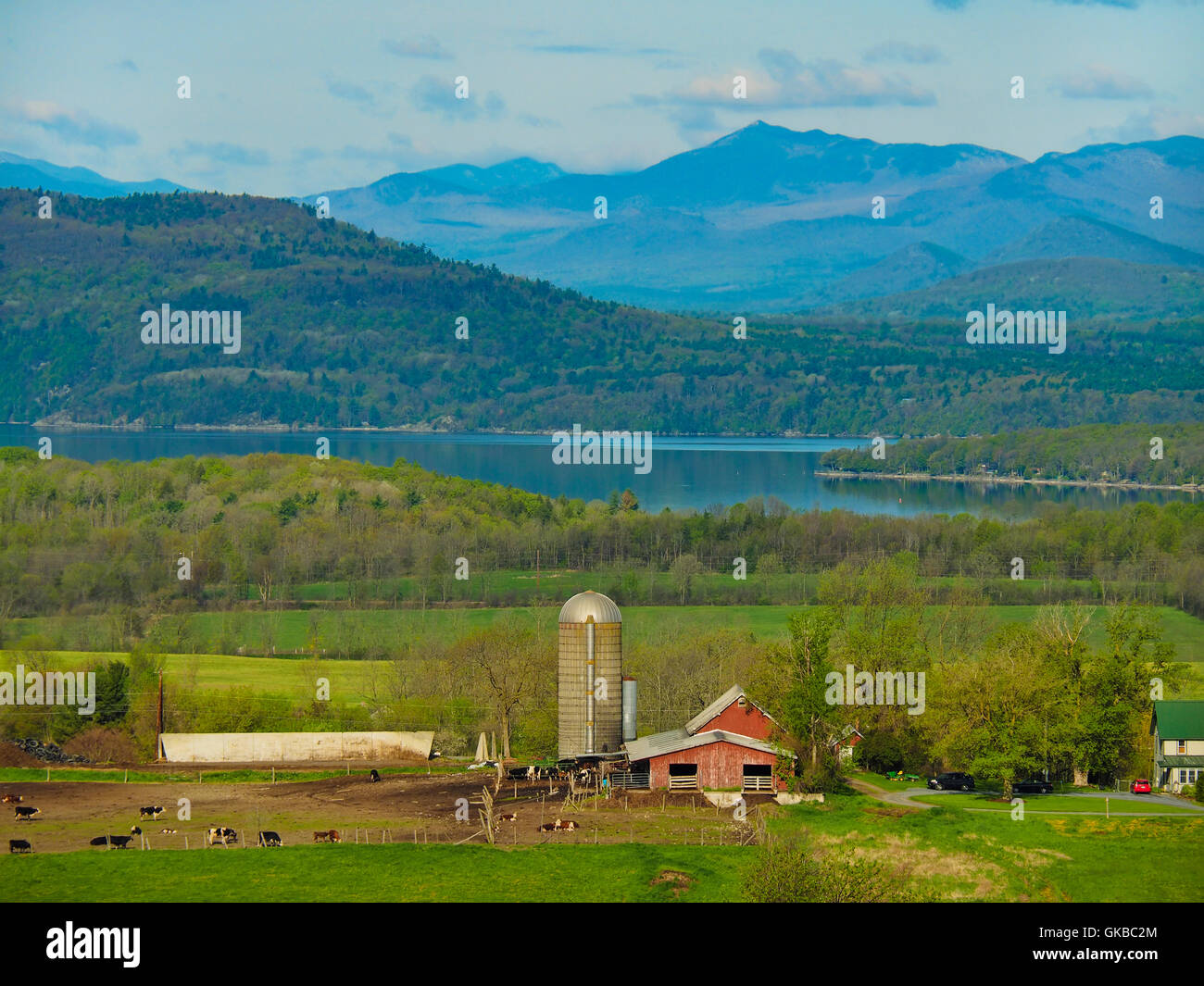 On Mount Philo, view of Lake Champlain and the Adirondack Mountains ...