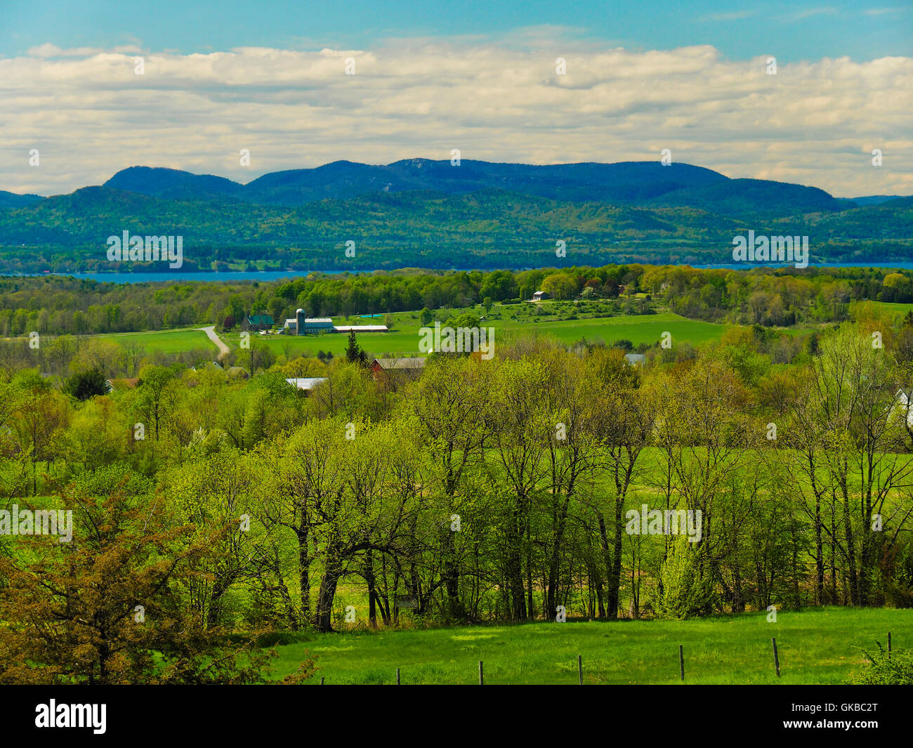 On Mount Philo, view of Lake Champlain and the Adirondack Mountains ...