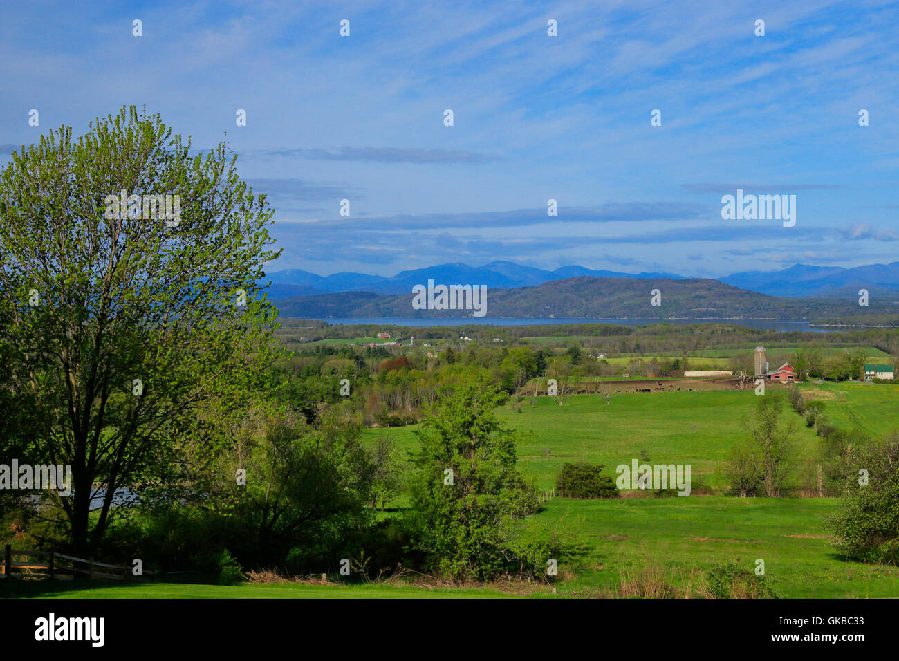 On Mount Philo, view of Lake Champlain and the Adirondack Mountains ...