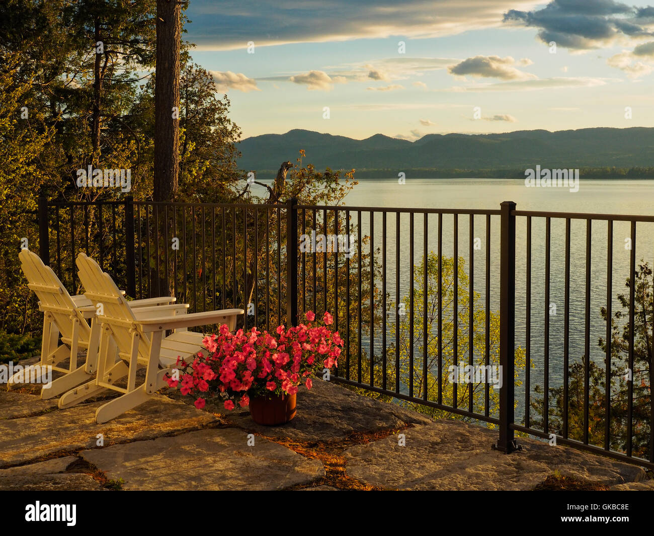 View of Lake Champlain and the Adirondack Mountains, Button Bay B and B ...
