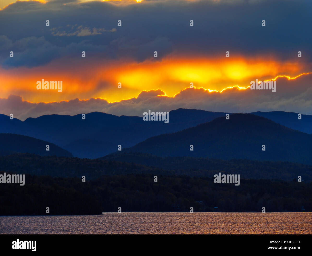 View of Lake Champlain and the Adirondack Mountains, Button Bay B and B ...