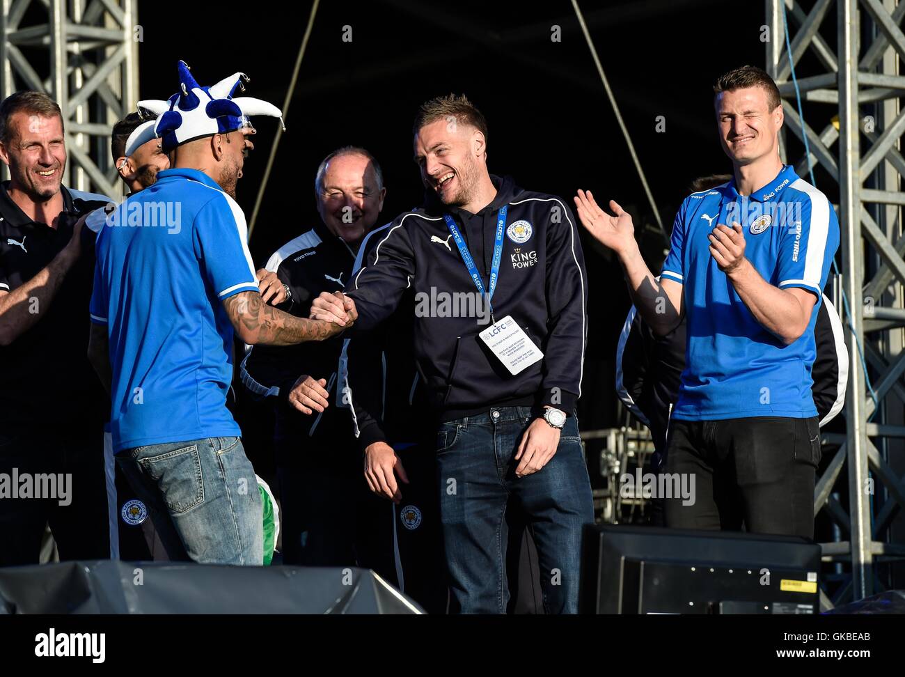 Leicester City FC trophy parade and party in Victoria Park Featuring ...