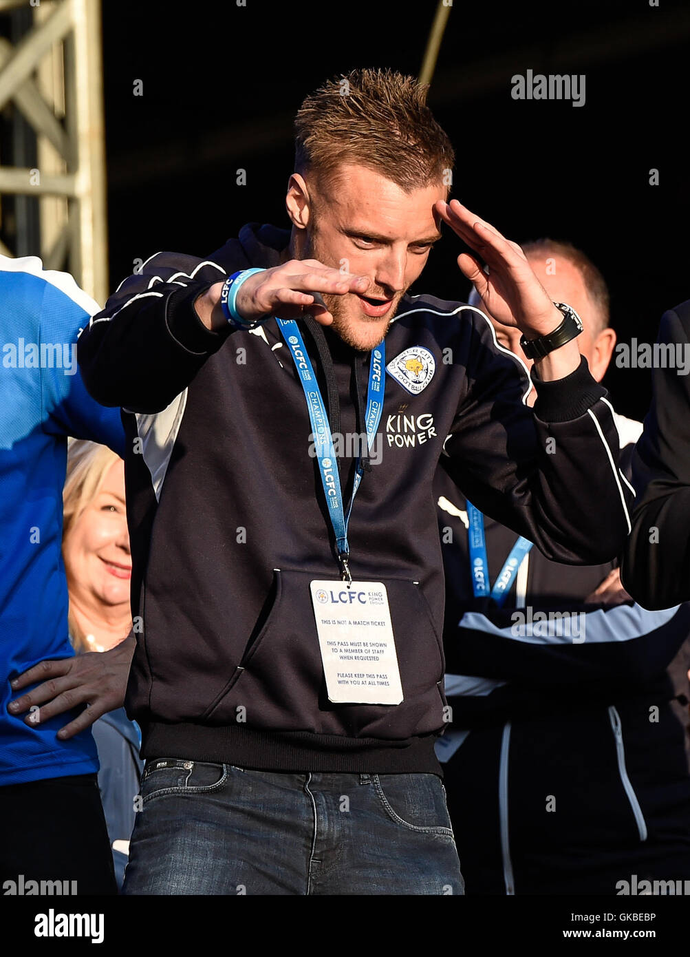 Leicester City FC trophy parade and party in Victoria Park Featuring ...